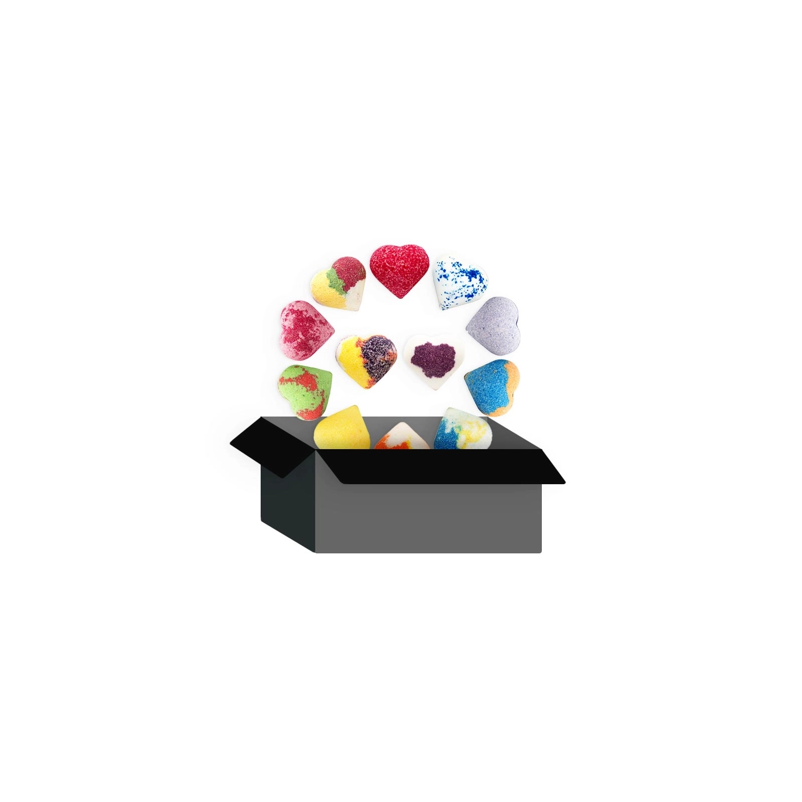 Discover the full range of effervescent bath hearts